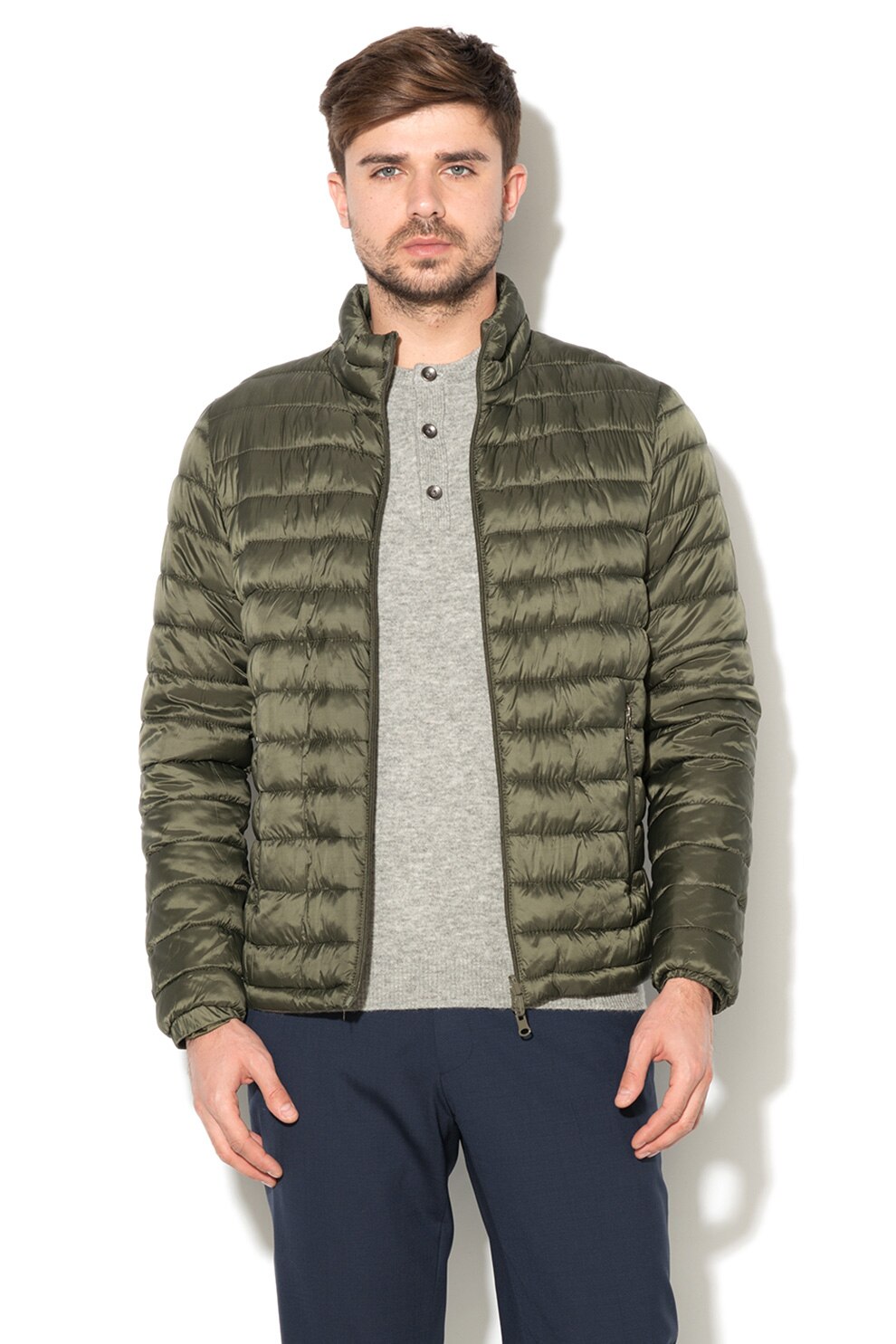 Zee Lane Collection, Олекотено зимно яке с дизайн 2в1 и джобове, Каки ...