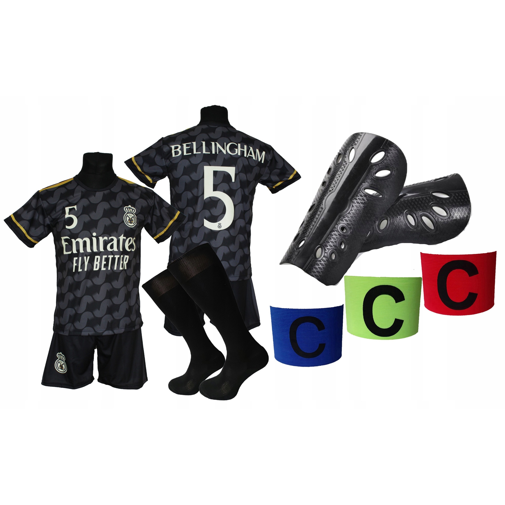 Echipament BELLINGHAM, uniforma fotbal, jambiere, banderola de capitan ...