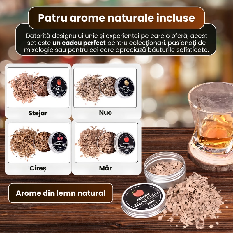 Set premium de afumare bauturi cu afumator in forma de craniu din ...