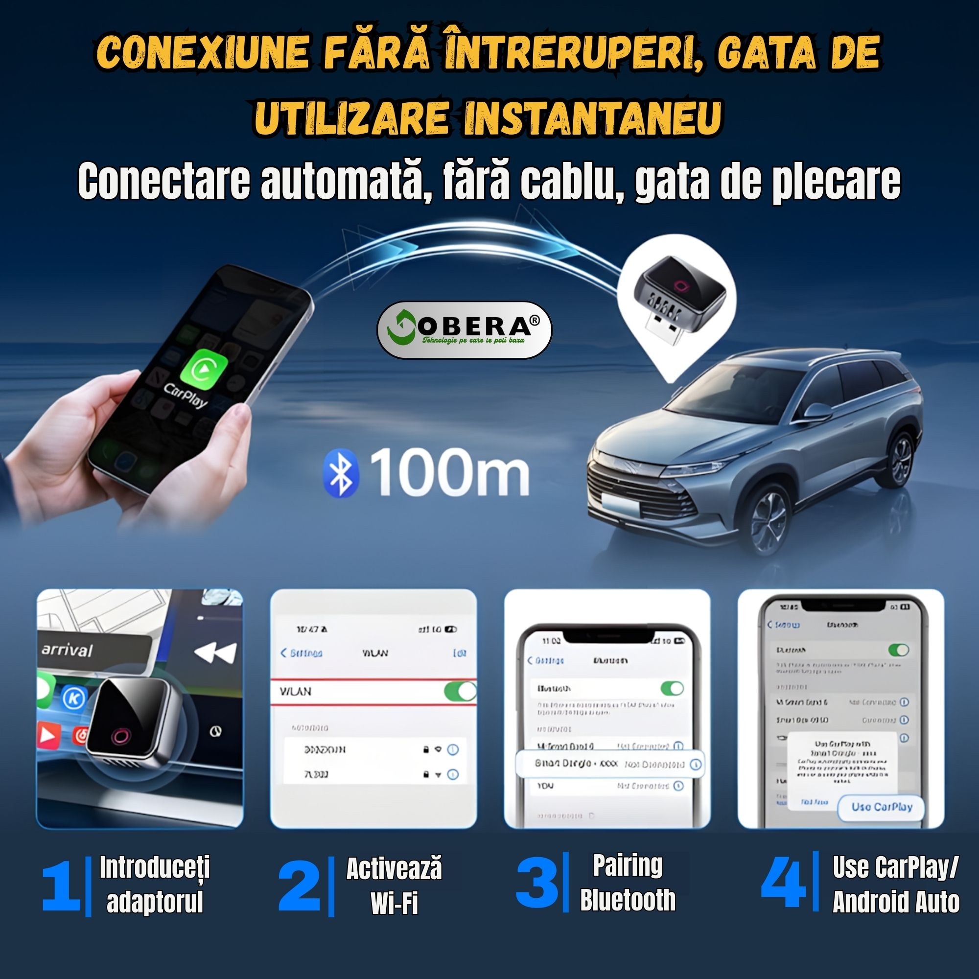 Adaptor Mini Wireless goBERA®️ CarPlay & Android Auto, Plug & Play ...