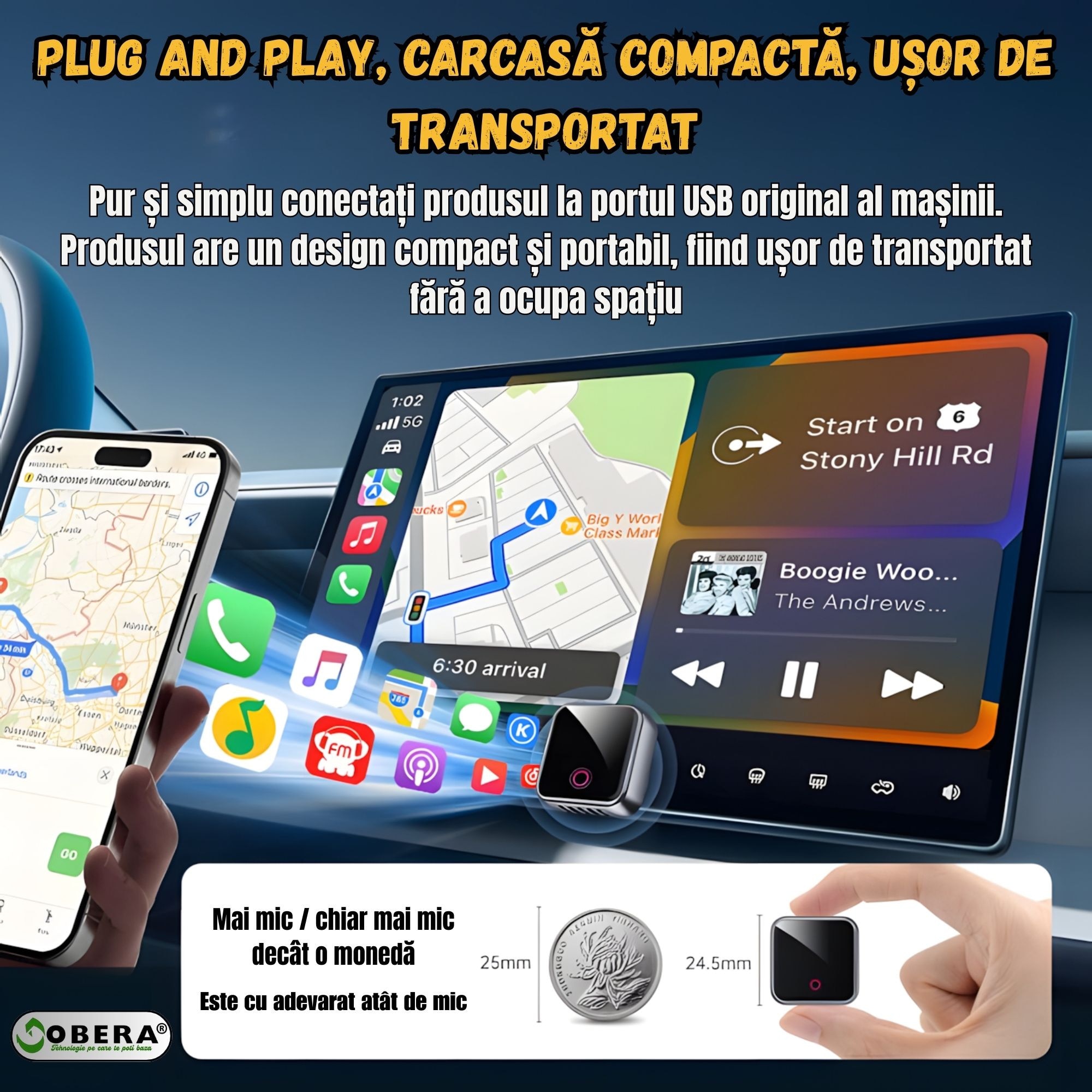 Adaptor Mini Wireless goBERA®️ CarPlay & Android Auto, Plug & Play ...