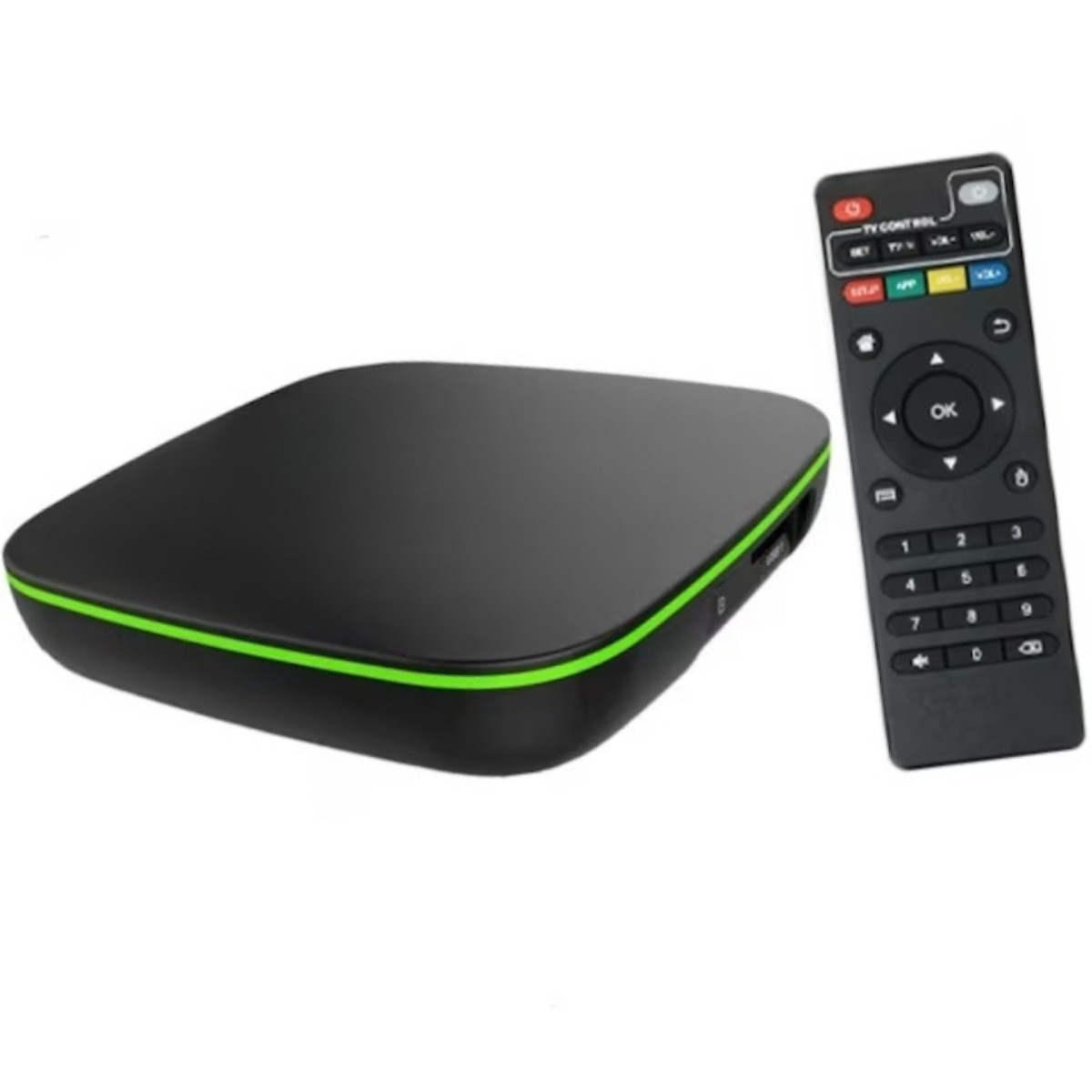 TV Box 4K, Procesor Quad-core A7, 8 GB, Negru, 98x98x21.5mm, Set ...