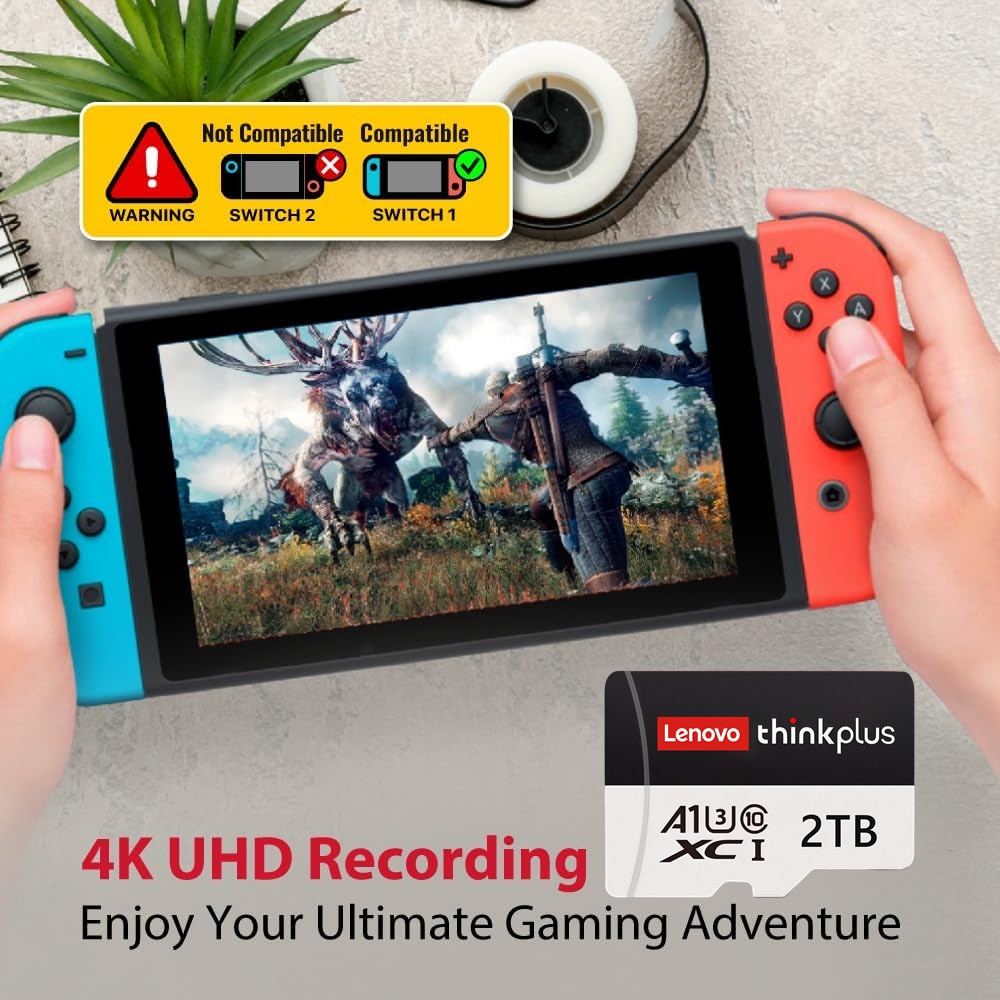 Card MicroSDXC Lenovo 2TB cu Adaptor, UHS-I U3 A1, V30, 100MB/s, 60MB/s ...