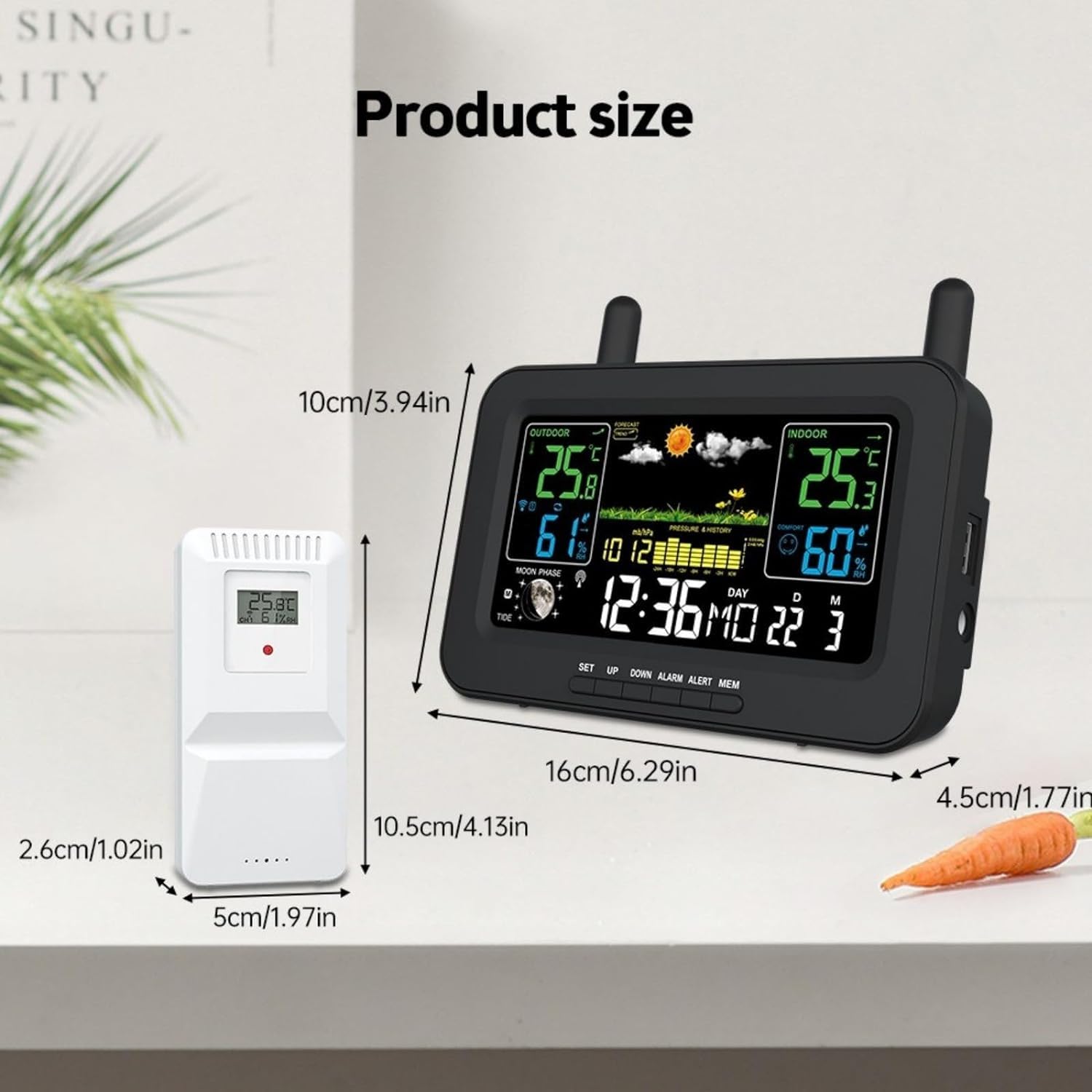 Statie meteorologica wireless, termometru interior/exterior, higrometru ...