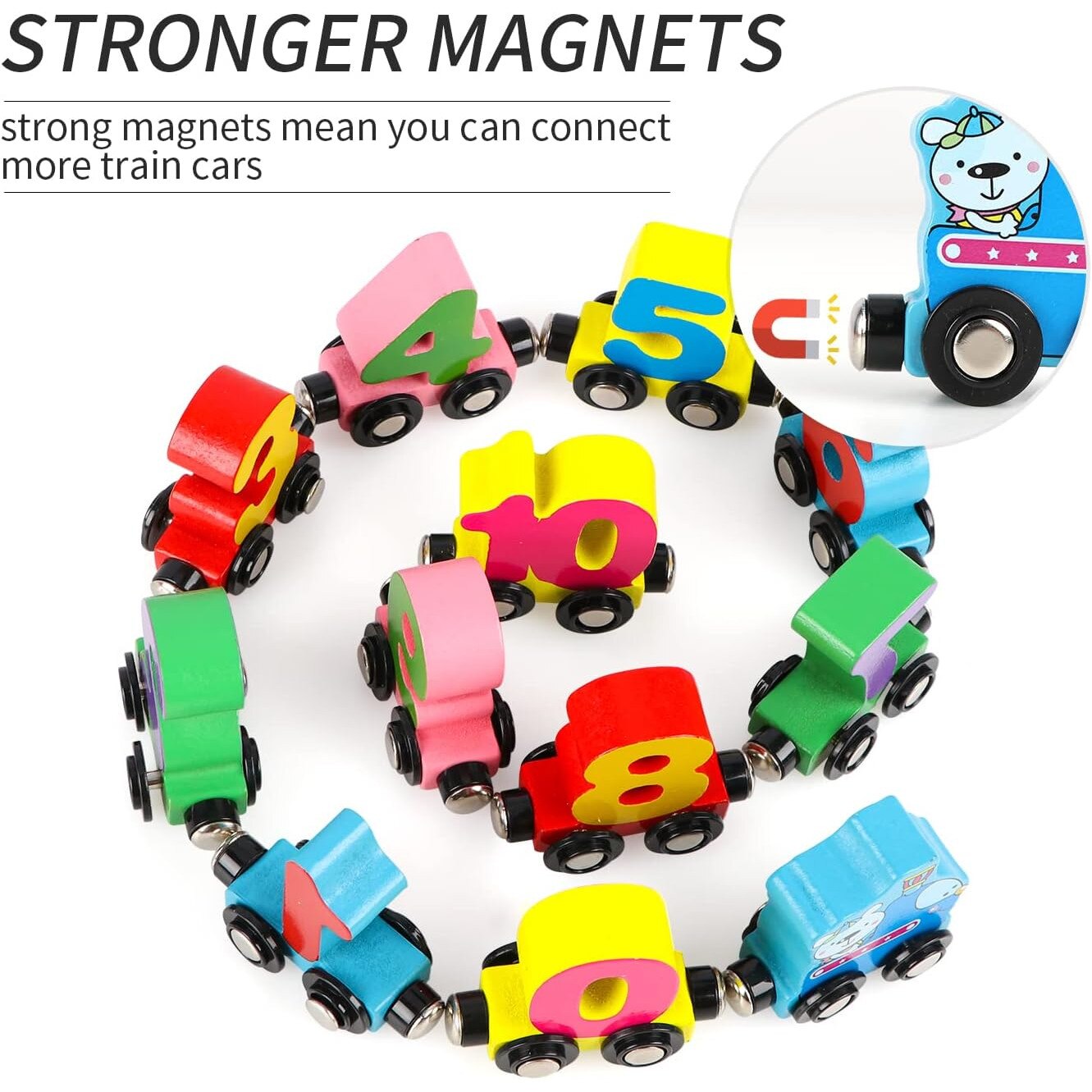 12 Piese Cu Locomotiva, Set Tren Magnetic cu Numere, jucarie educativa ...