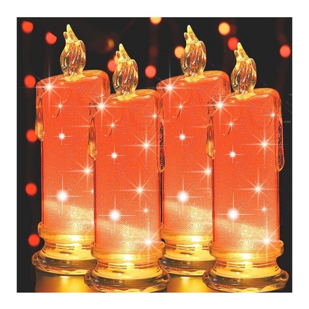Set 4 lumanari LED cu 20 baterii AG 13 incluse pentru Craciun, 7 cm x ...