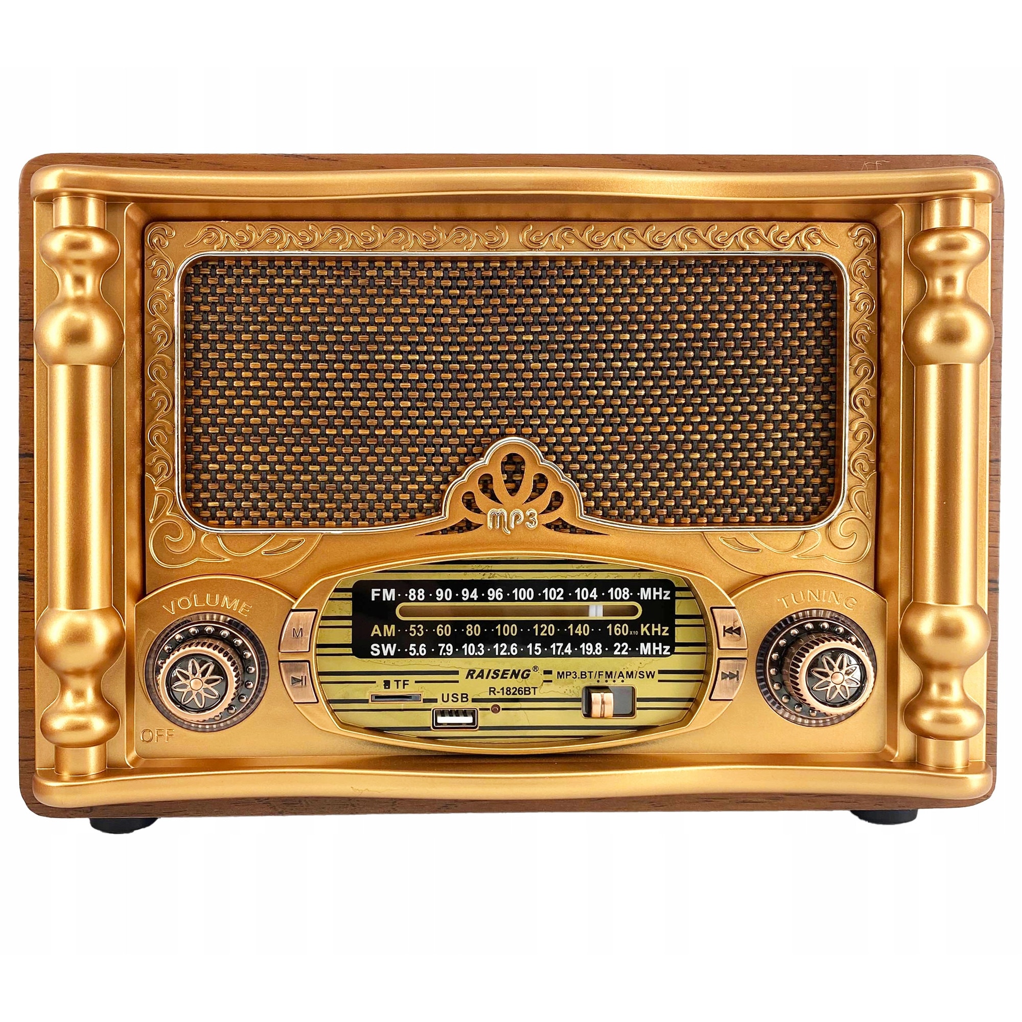 Radio Retro, Carcasa Din Lemn, Receptie Fm/Am/Sw, Bluetooth, Port Usb ...