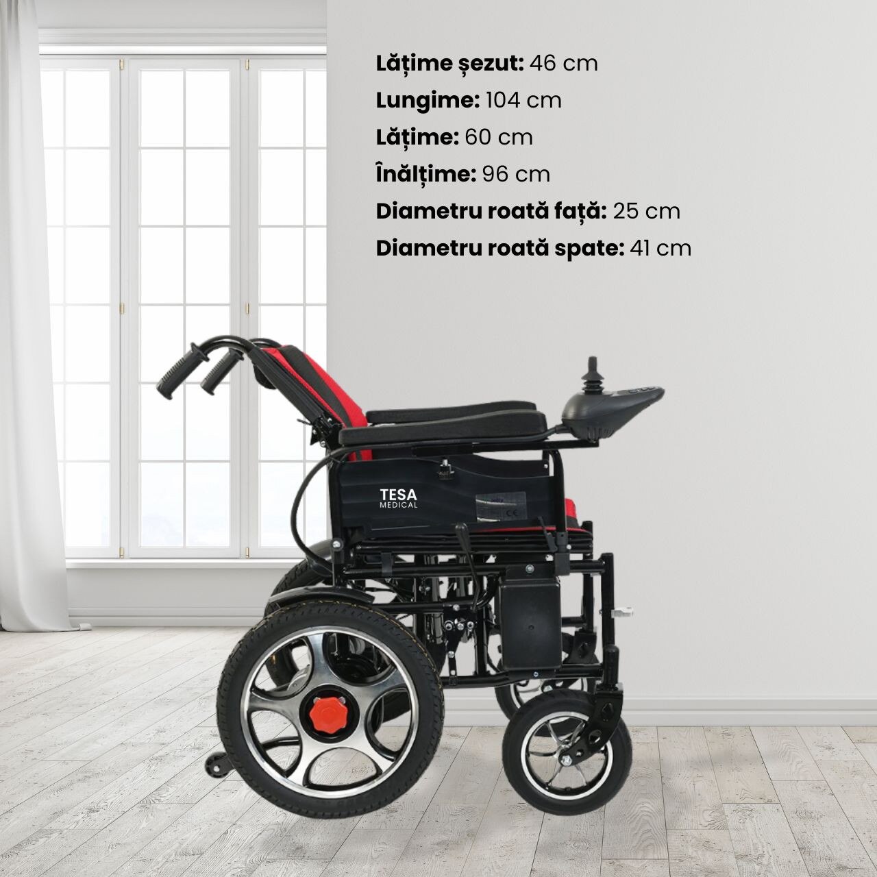 Scaun cu rotile electric, pliabil, manere rabatabile, max. 136 kg ...