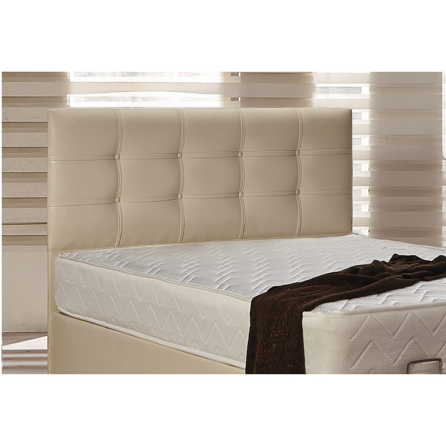 Pat tapitat, crem, Mavi,160x200 cm - eMAG.ro