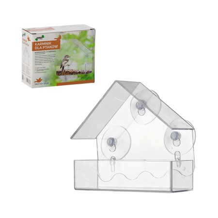 Hranitor de pasari pentru fereastra, 15x15x6 cm, plastic, transparent ...