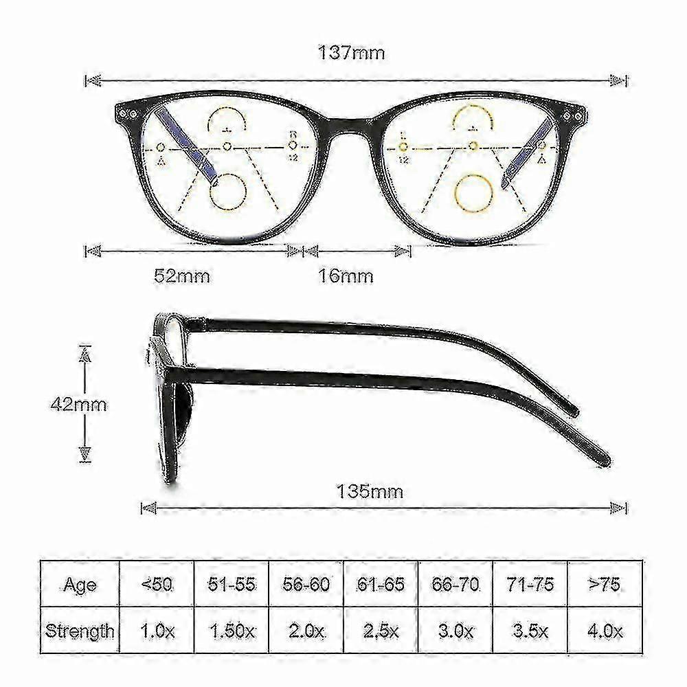 Ochelari progresivi multifocali, negru-rosu, 1.0x-4.0x, 137x52x42mm ...