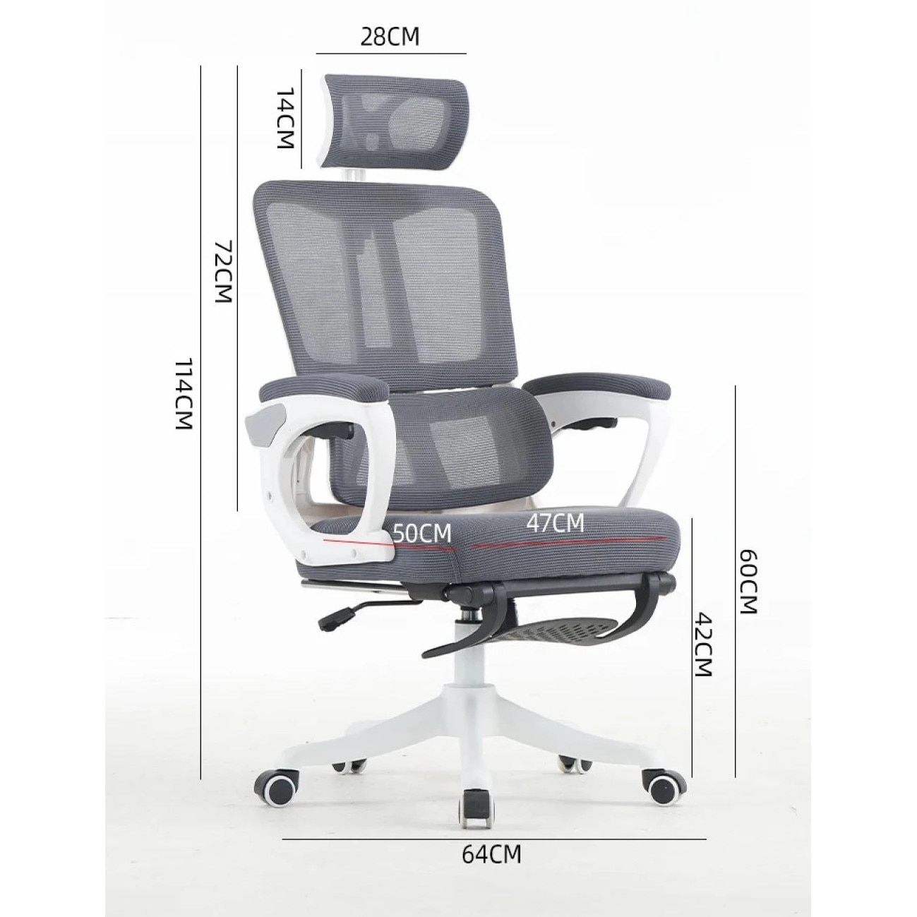 Scaun Ergonomic Premium, Scaun Birou Reglabil cu Suport Lombar, Tetiera ...