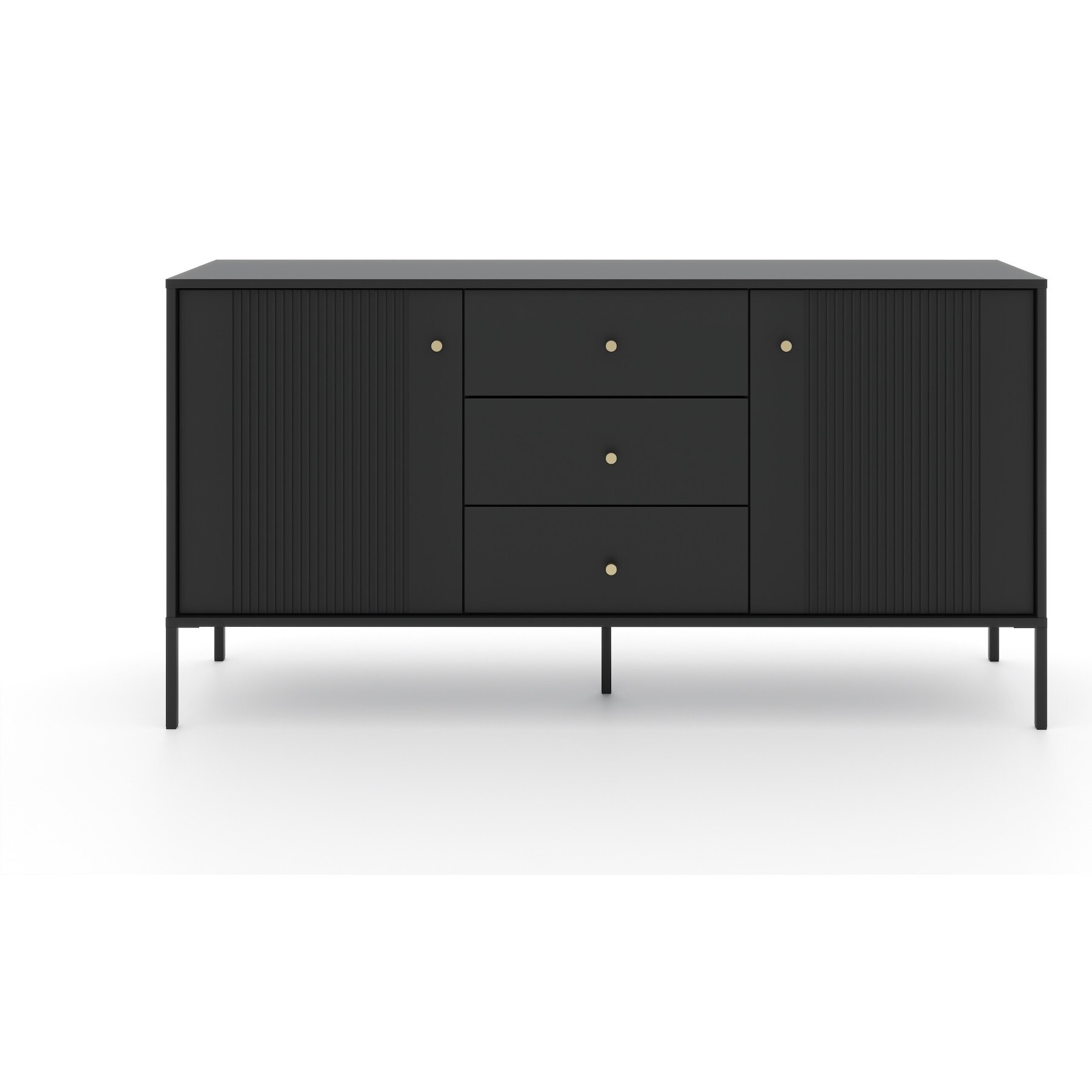 Comoda Iseo, Wipmeb, 2 usi, 3 sertare, neagra, 154,5x39x79cm - eMAG.ro