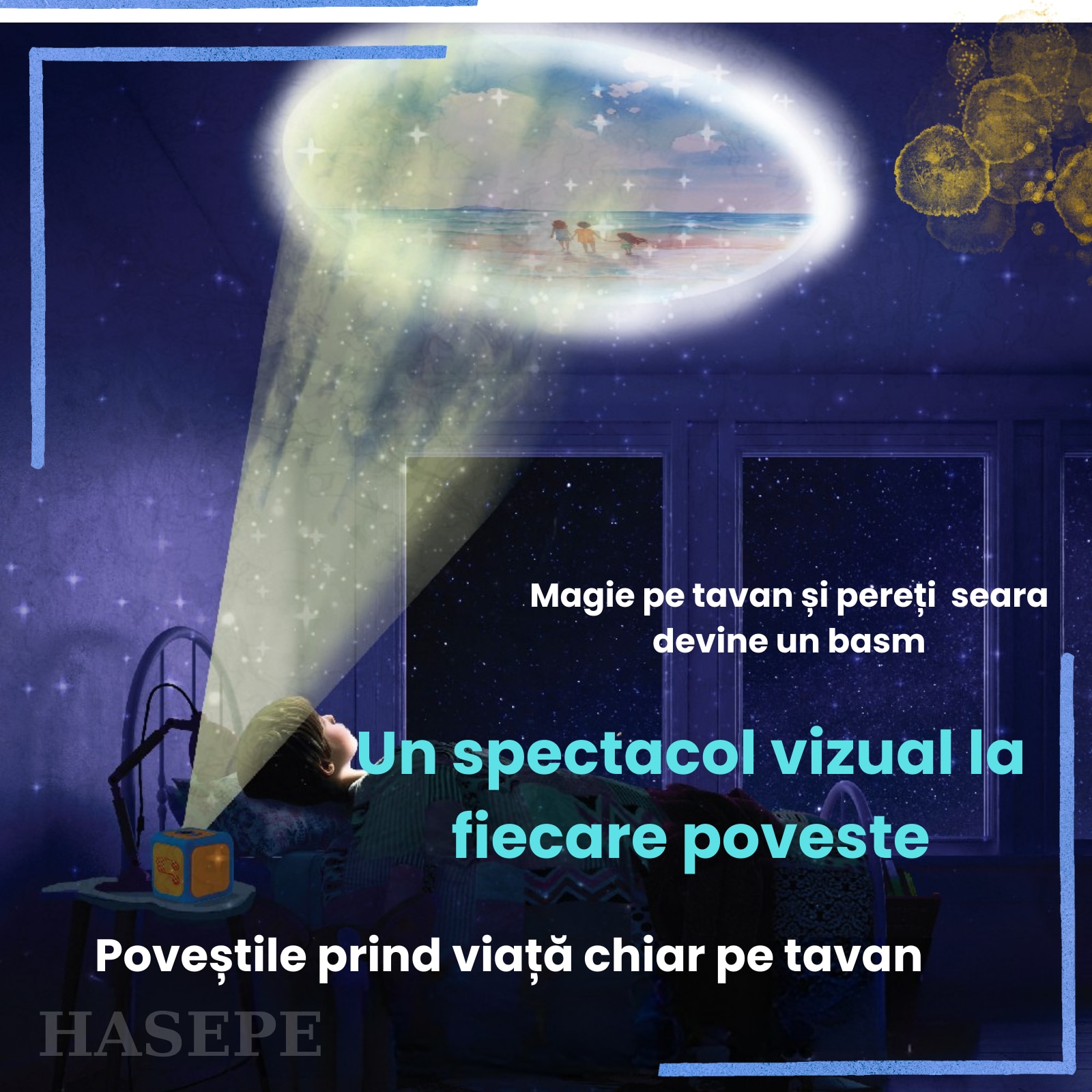 Proiector de Povesti pentru Copii HASEPE, Cub Interactiv cu Narare in ...