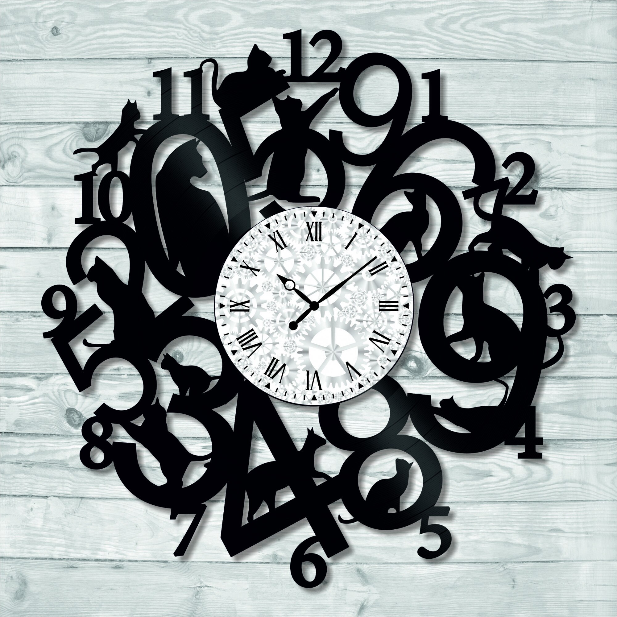 Ceas de perete Vintage din Vinyl - Revival Vinyl Wall Clock Pisicute si ...