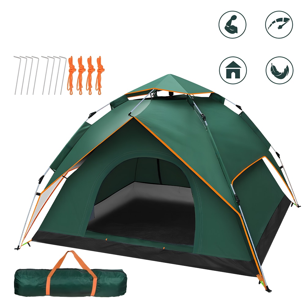 Cort Camping Buyya, Automatic Pop-Up, 3-4 Persoane, Impermeabil, Verde ...
