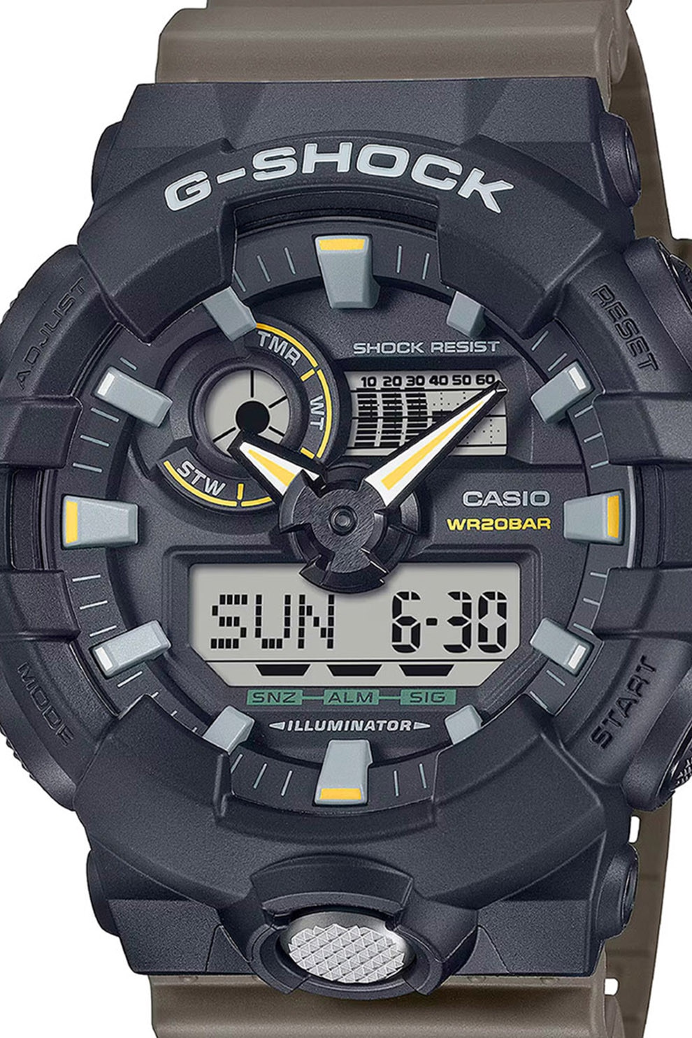 Casio, Ceas mixt cu carcasa si curea din resin G-Shock, Kaki - eMAG.ro