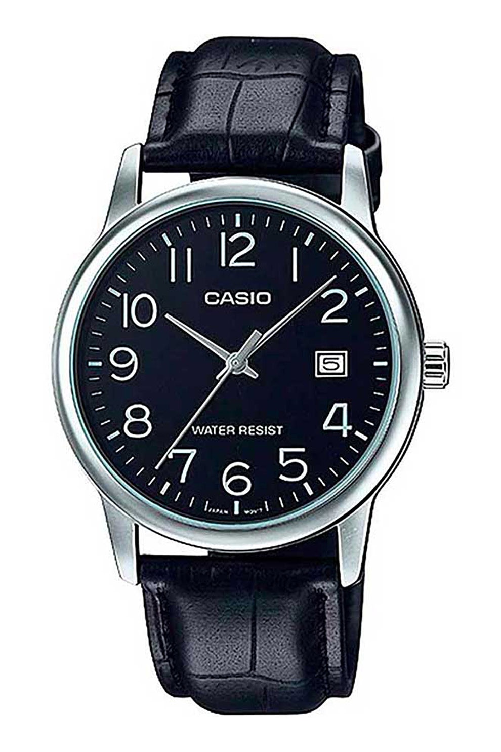 Casio, Ceas cu logo pe cadran si curea din piele, Negru - eMAG.ro