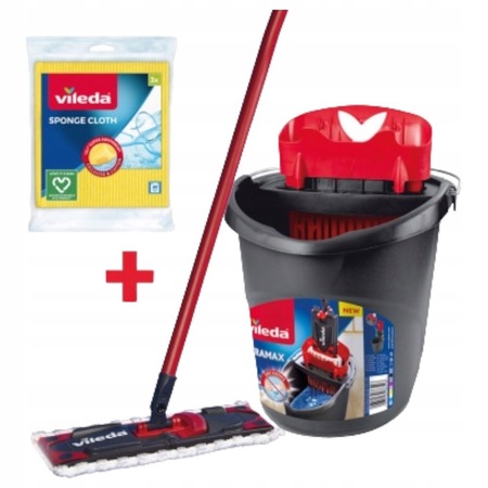 Mop Vileda Ultramax, set cu galeata, 35x14cm, 120cm, alb si rosu - eMAG.ro