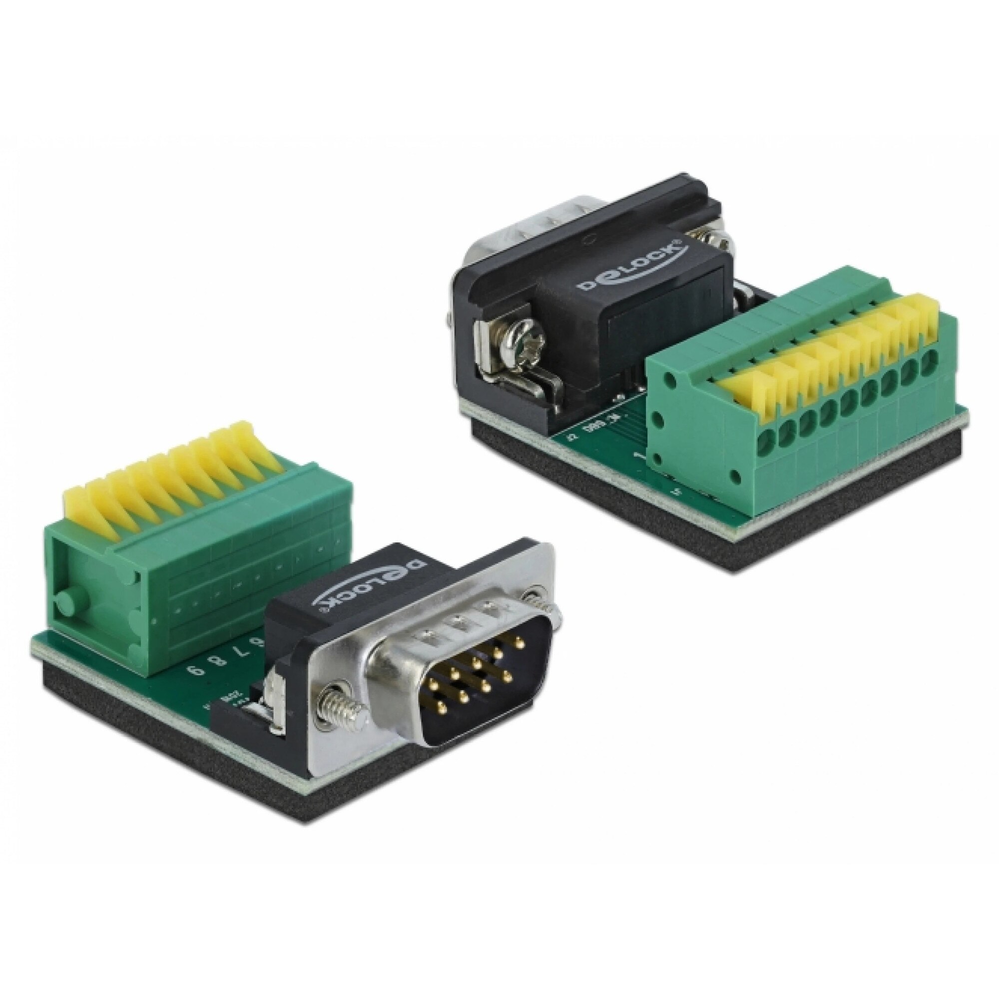 Bloc terminal 9 pini la serial DB9 RS232 tata cu Push Button, Delock ...