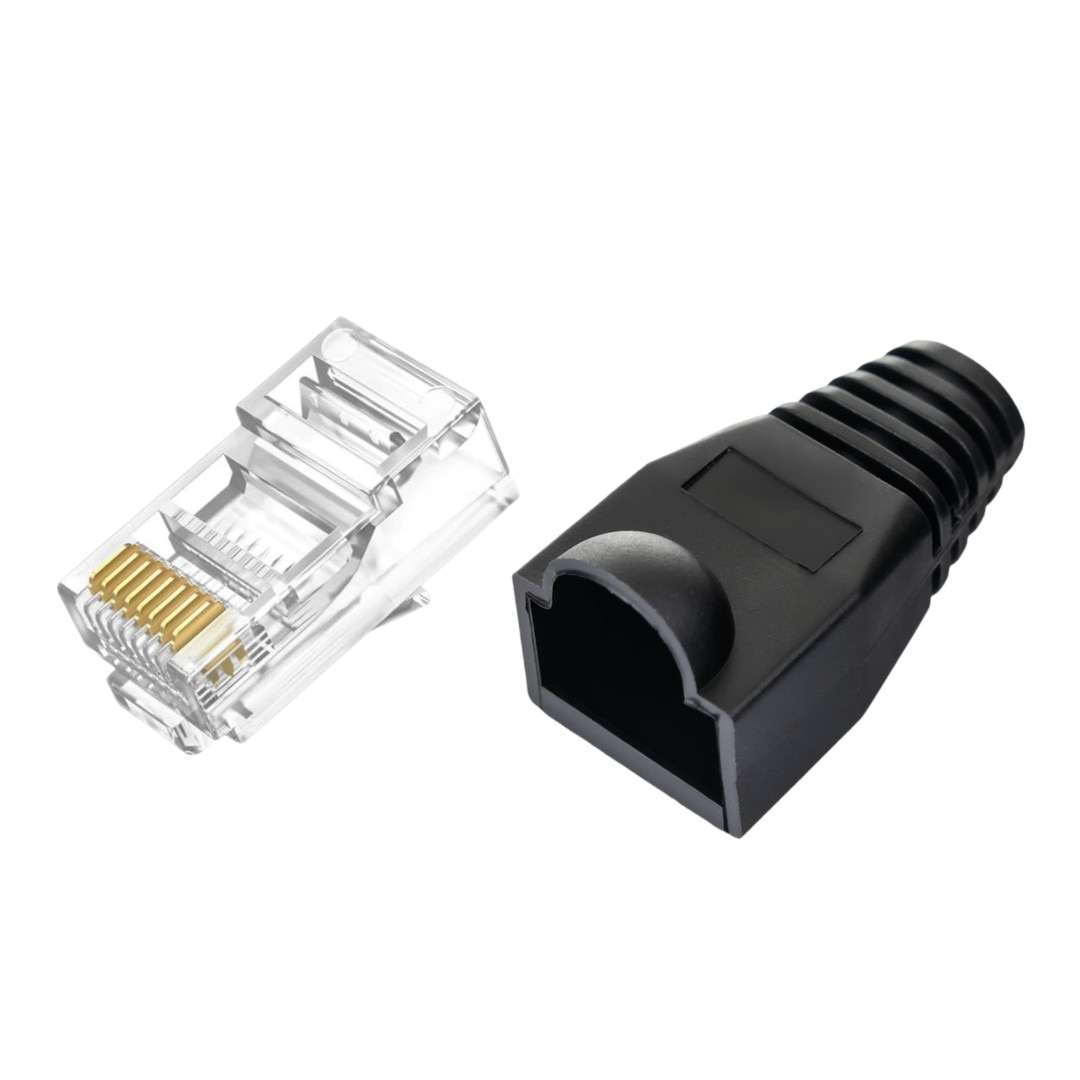 Set 50 x mufa + manson de protectie, RJ45, CAT5 CAT6, 8 pini 8P8C ...