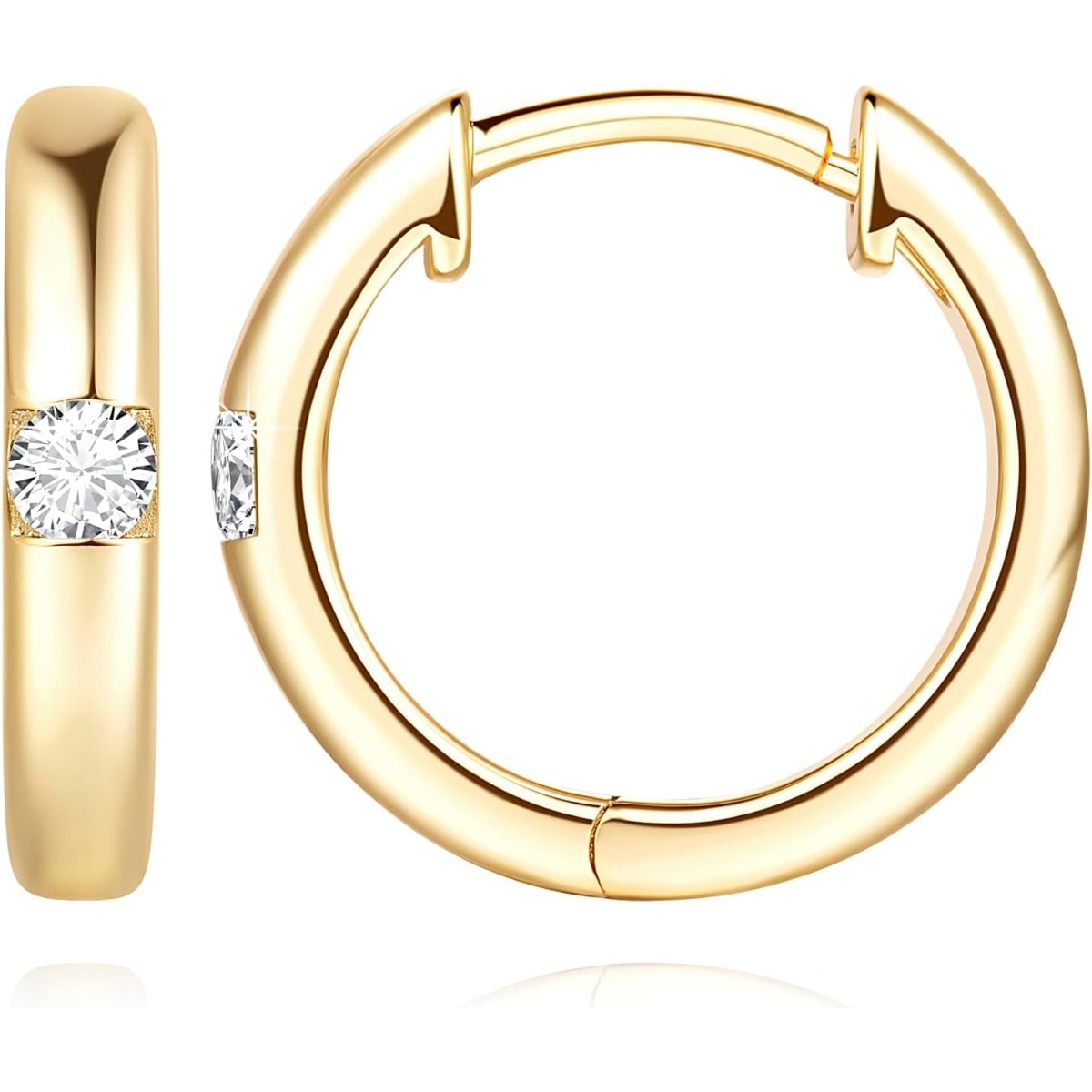 Cercei aur 14k rotunzi 15mm cu piatra zirconia cercei aur 14k dama ...