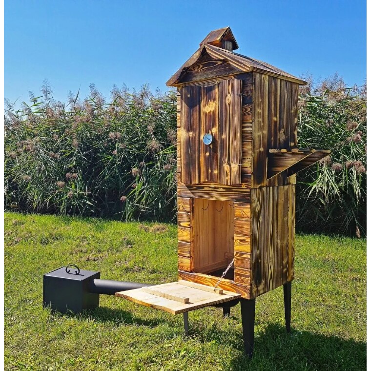 Afumatoare de grădină din lemn, 180x50x50cm, cu două camere, capacitate ...