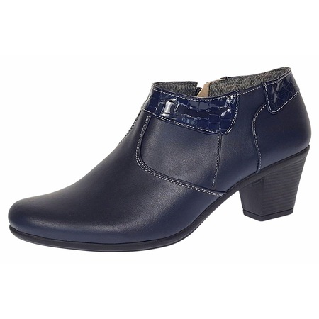 Botine dama din piele naturala Bleumarin cu fermoar si toc de 6cm ...