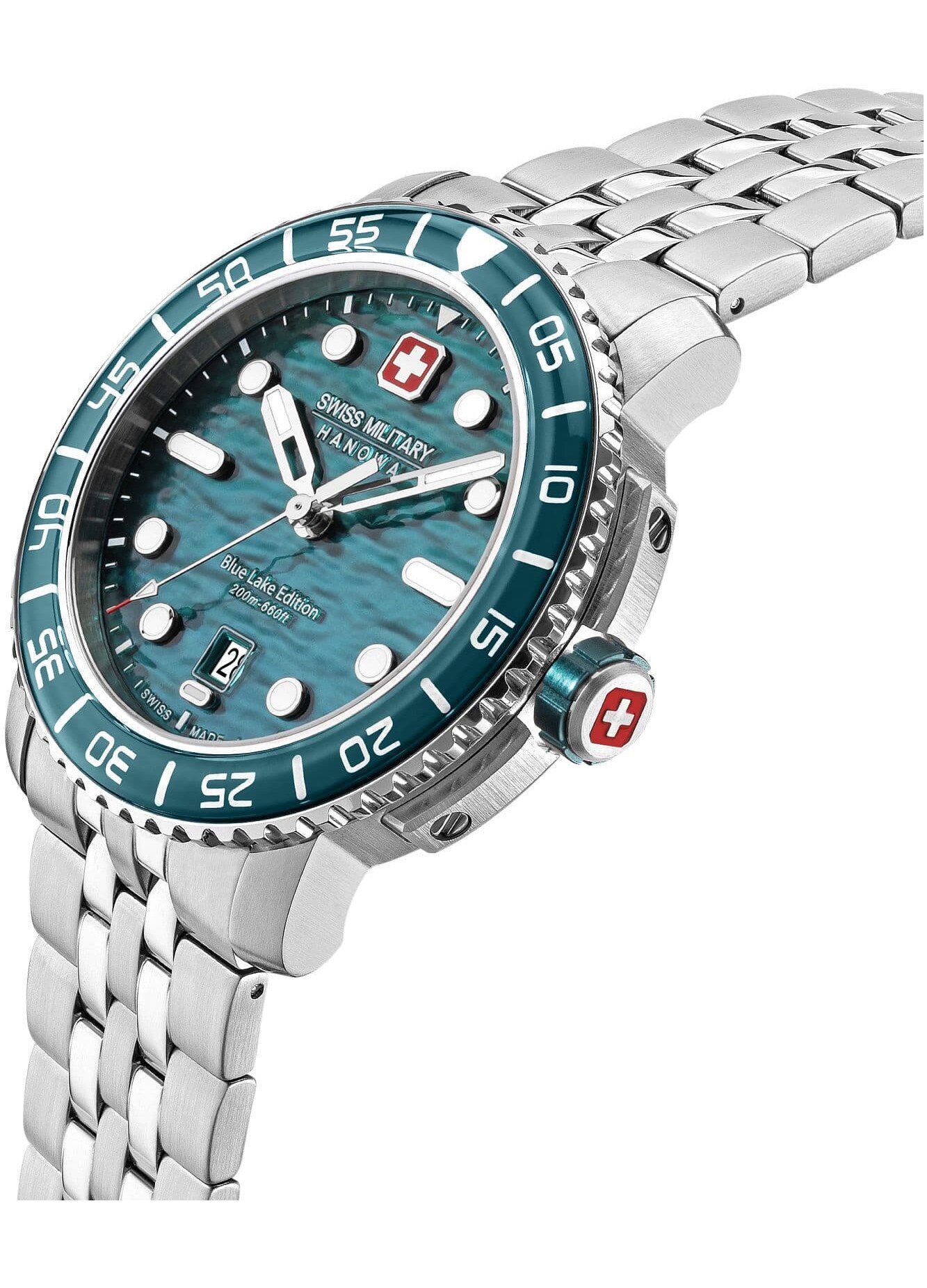 Ceas Swiss Military Hanowa, verde, cadran verde, bratara din inox ...