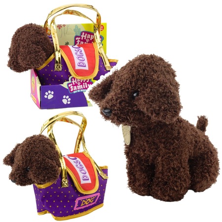 Set jucarii de plus, LEAN Toys, catel pudel, ciocolatiu, 20x18x12cm, cu ...