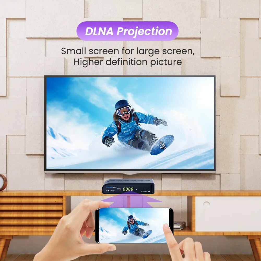 Receiver satelit 4K Ultra HD, FREESAT V8 Ultra, compatibilitate DVB ...