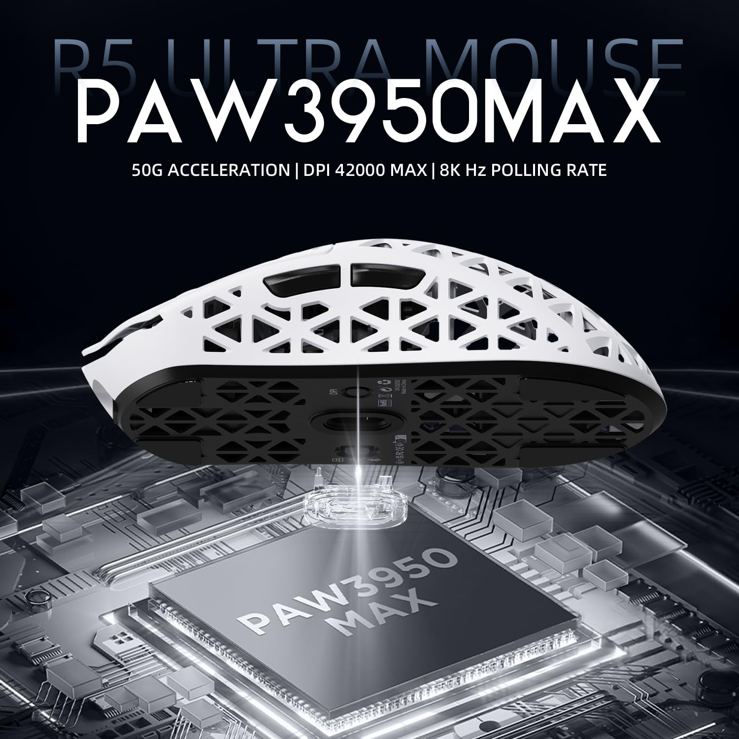 Mouse de gaming wireless ATTACK SHARK R5Ultra 8K din fibra de carbon cu ...