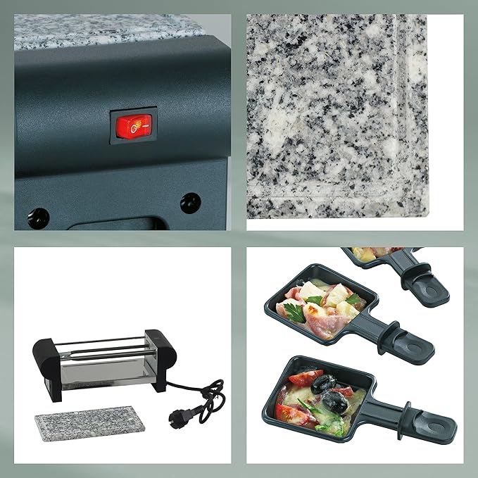 Masa electrică pentru raclette Kela Splugen, 2 persoane, granit negru ...