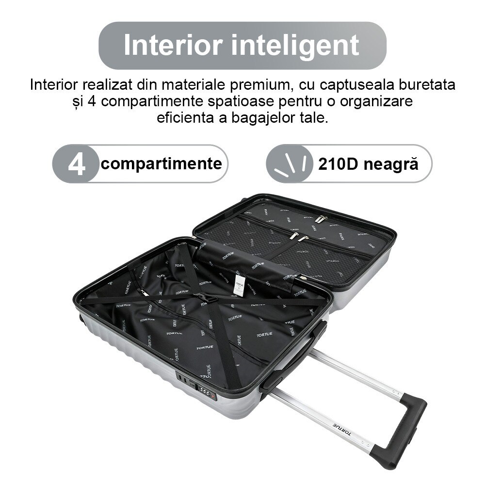 TORTUE trolere cabina, 55x35x20cm, Valiza de mana, Maner telescopic ...