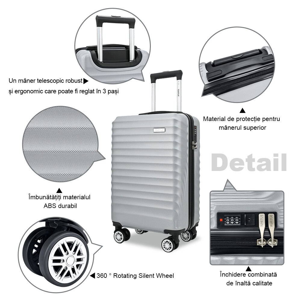 TORTUE trolere cabina, 55x35x20cm, Valiza de mana, Maner telescopic ...