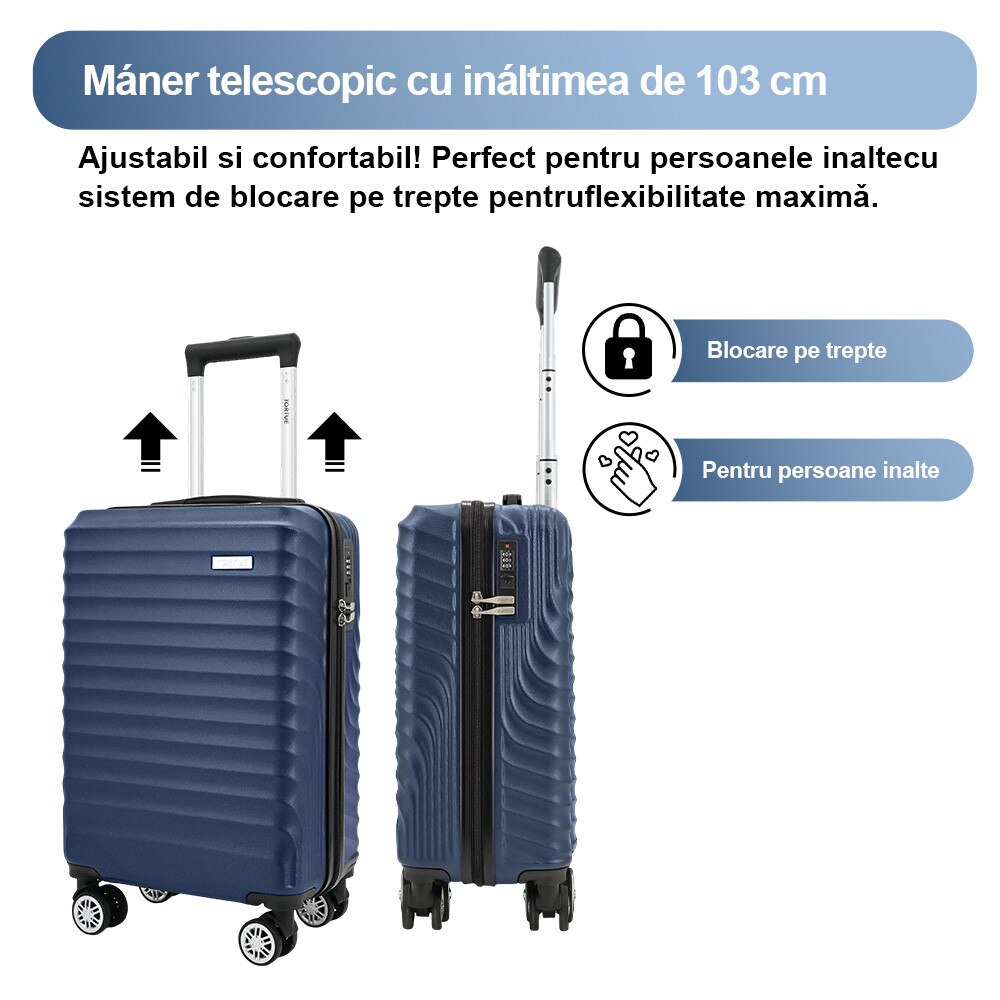 TORTUE Bagaj de mana, 55x35x20cm, Valiza de mana, Maner telescopic lung ...