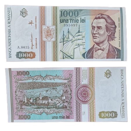 Bancnota Romania, 1000 Lei 1993, necirculata, Mihai Eminescu - eMAG.ro