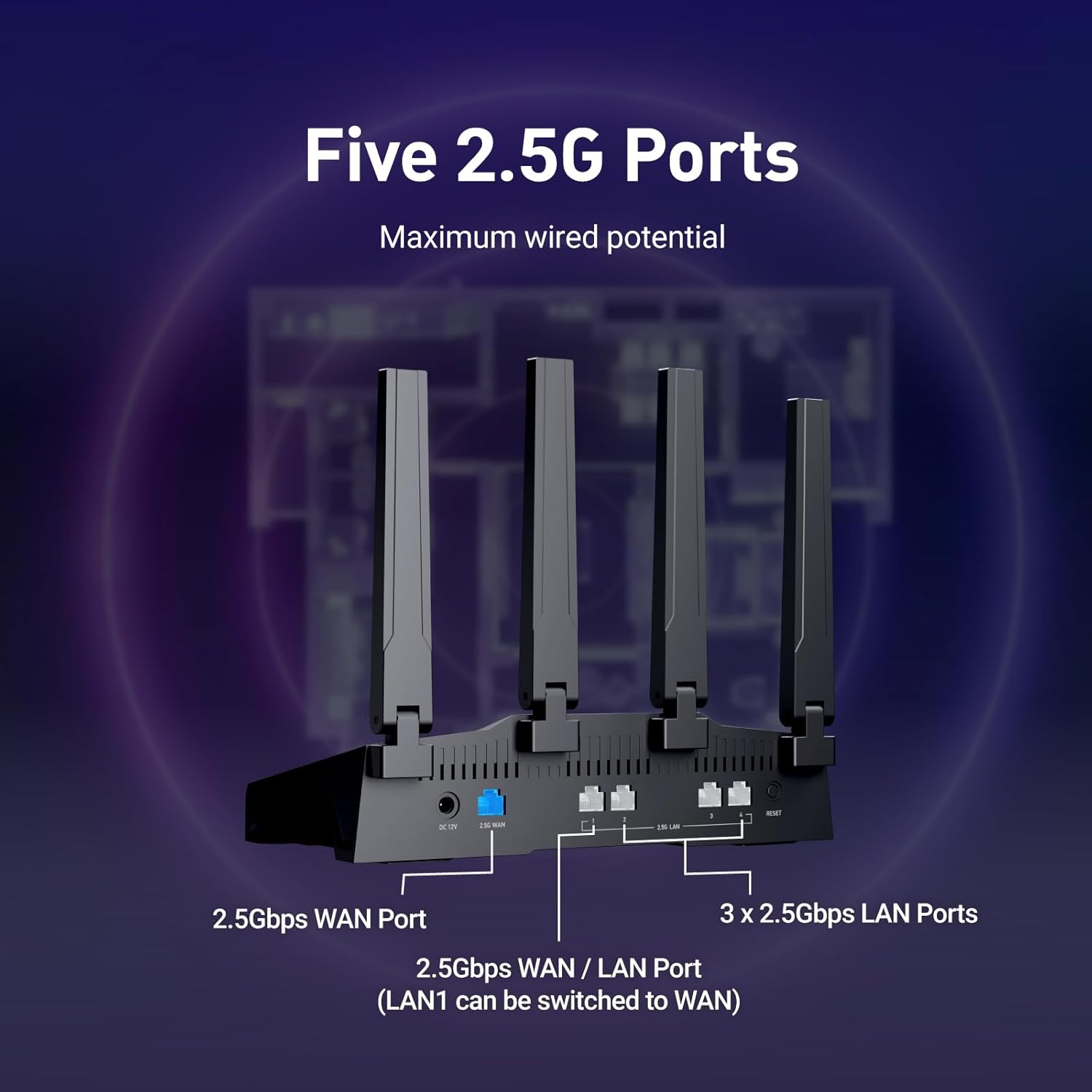 Router Wireless Gigabit Tri-Band, GL.iNet Flint 3, WiFi 7, 5 porturi 2 ...