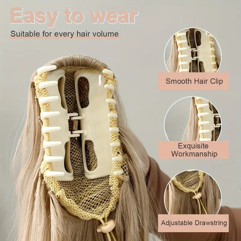 Extensie de par, tip coada de cal, Belora, ondulata, cu clema mare ...