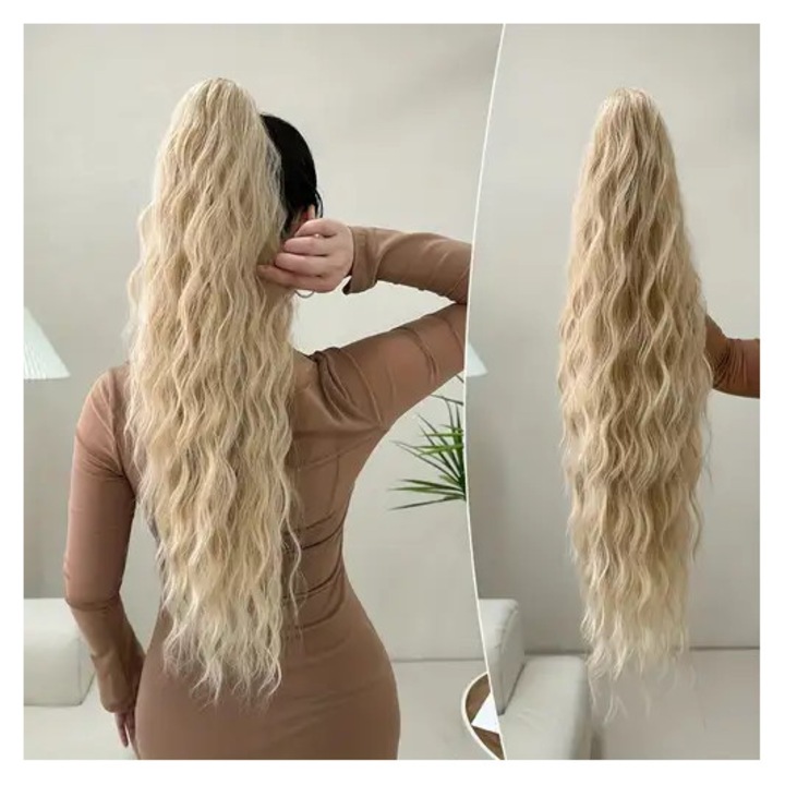 Extensie de par, tip coada de cal, Belora, ondulata, cu clema mare ...