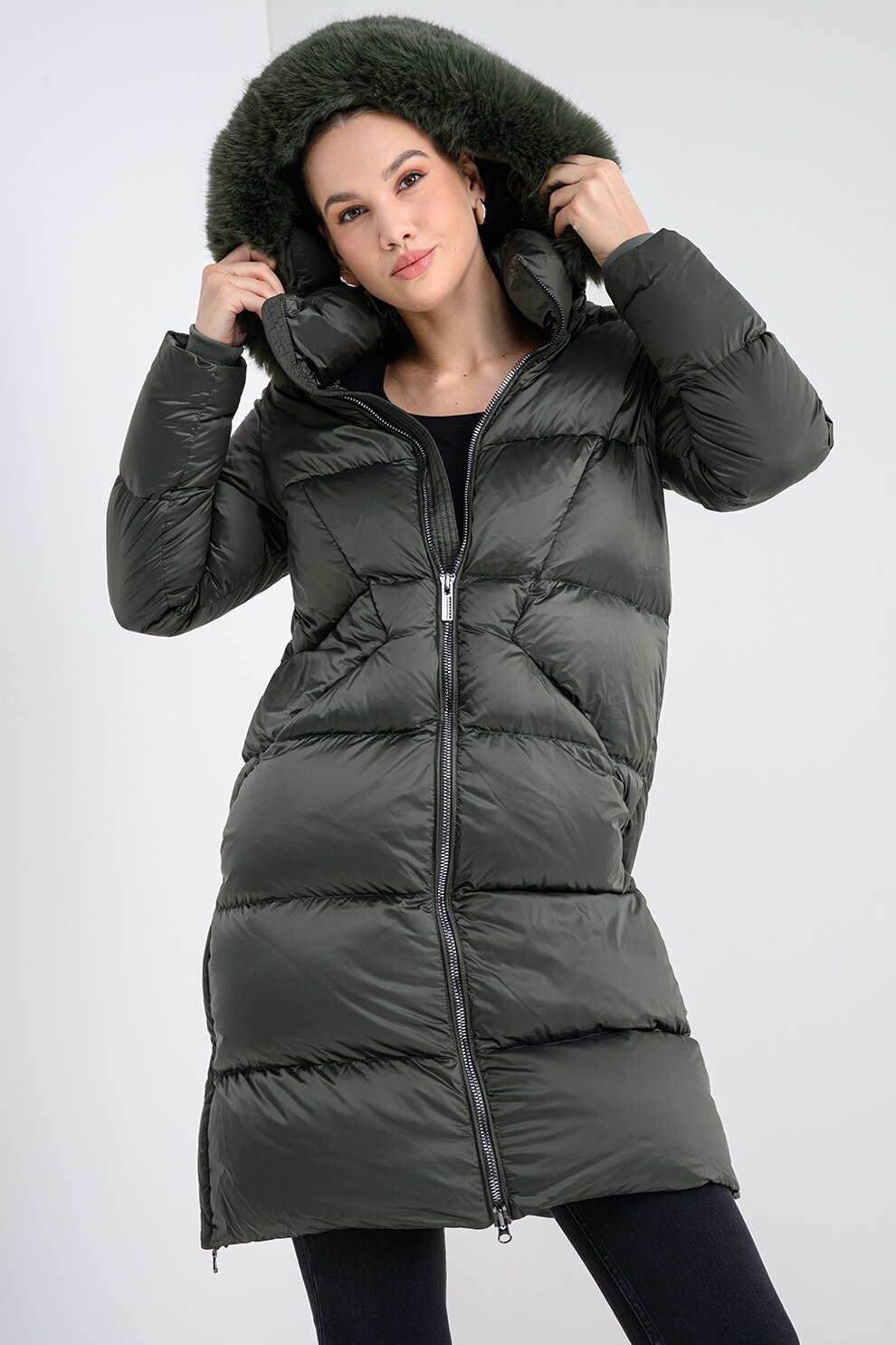 Colmar, Geaca lunga cu umplutura de puf, Verde, 42 - eMAG.ro