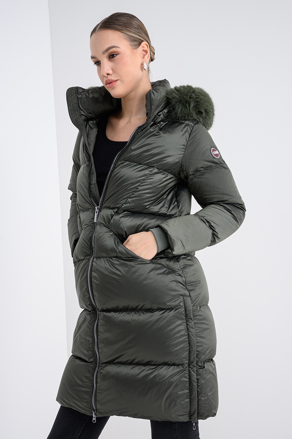 Colmar, Geaca lunga cu umplutura de puf, Verde, 42 - eMAG.ro