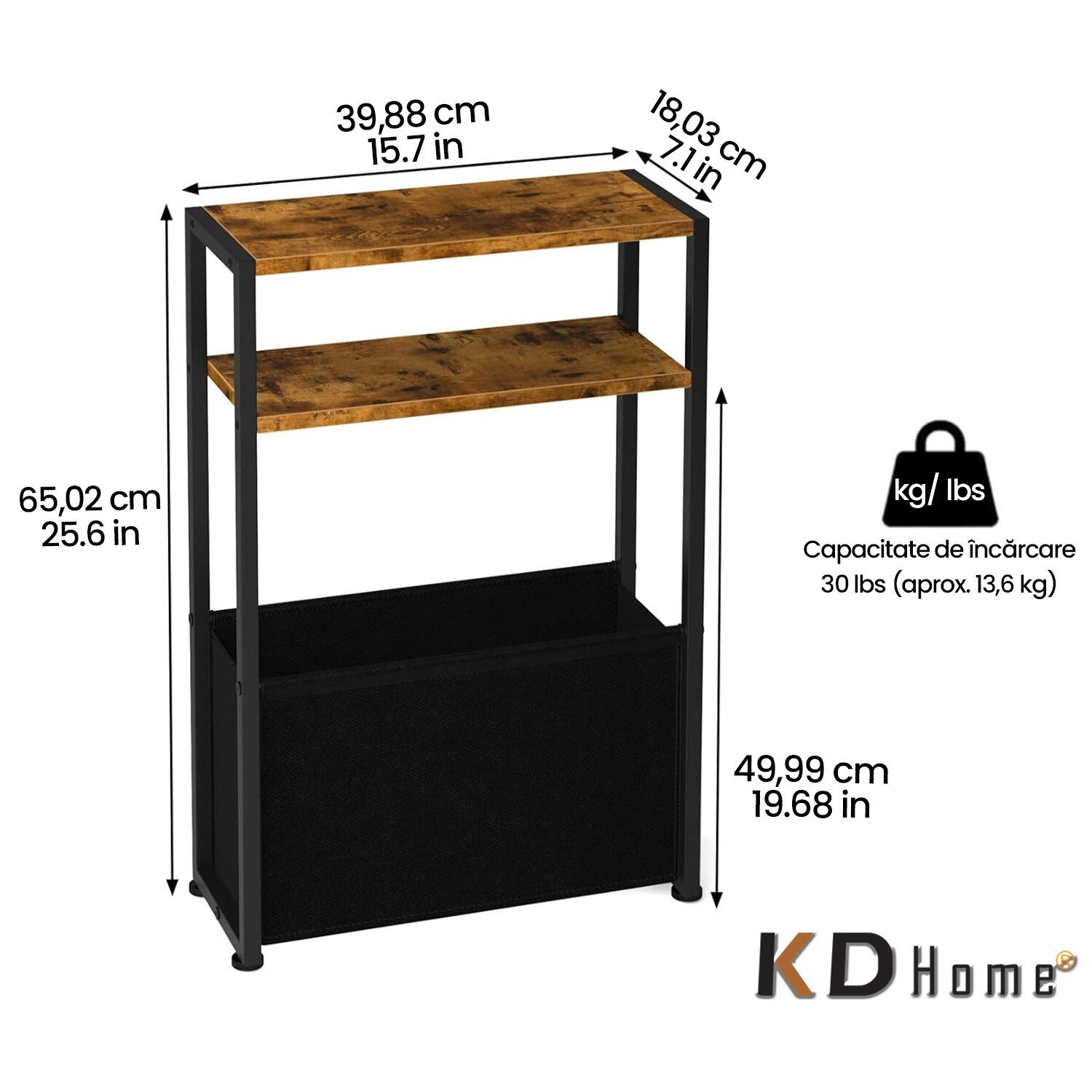 Masuta Laterala Cafea Ingusta KD Home® SlideTable, Dimensiune 65 x 40 x ...