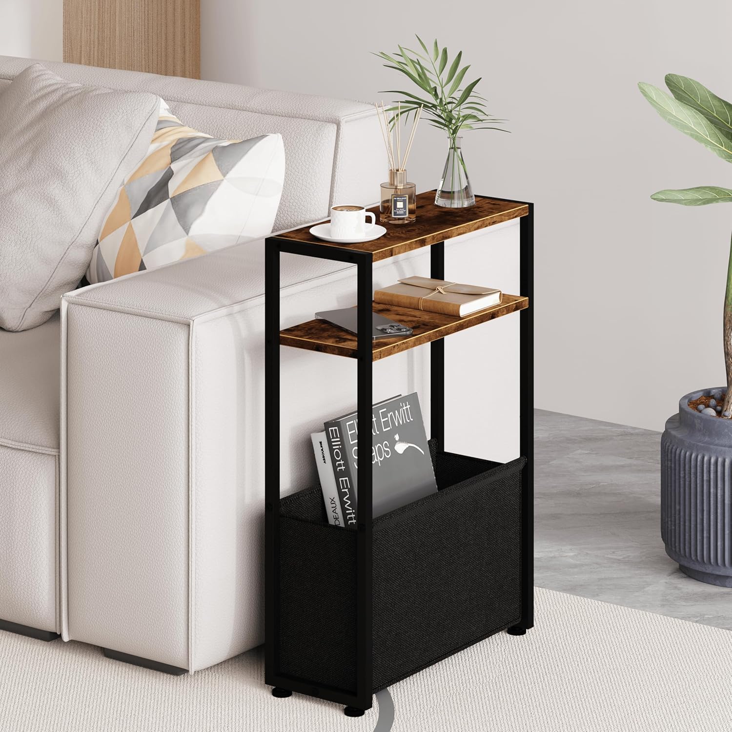 Masuta Laterala Cafea Ingusta KD Home® SlideTable, Dimensiune 65 x 40 x ...