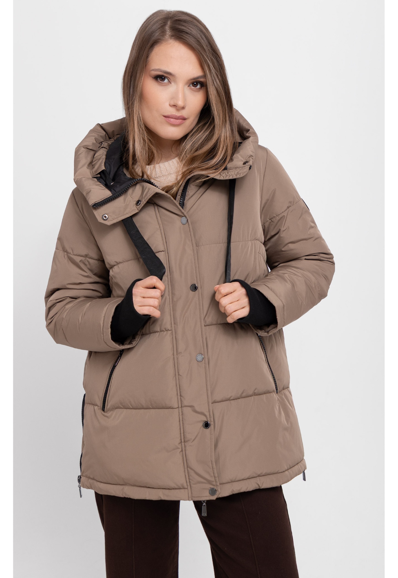 Geaca de iarna matlasata cu gluga, dama, fermoar bidirectional, Volcano ...