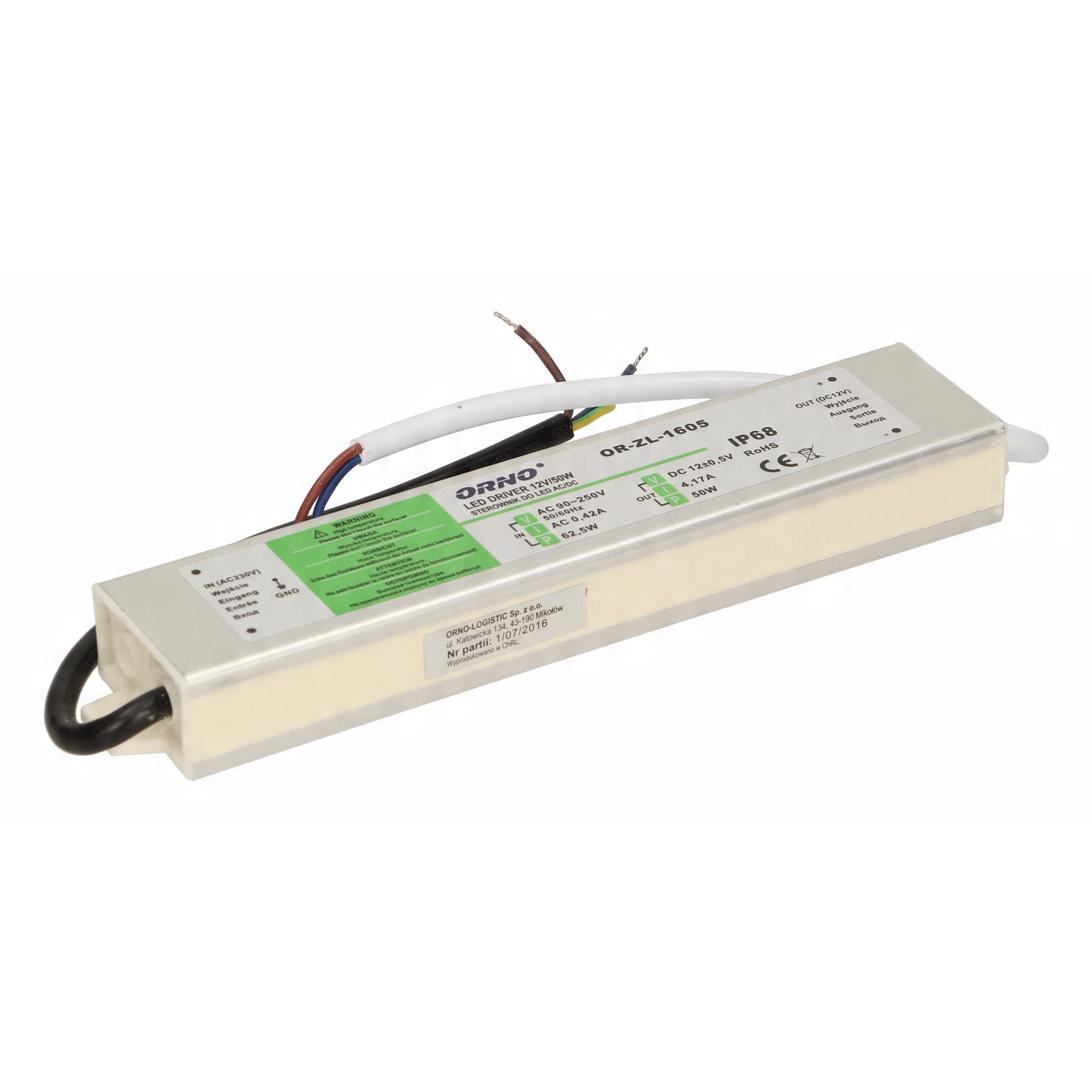 LED világításhoz tápegység 12V 50W, IP67, Orno - eMAG.hu