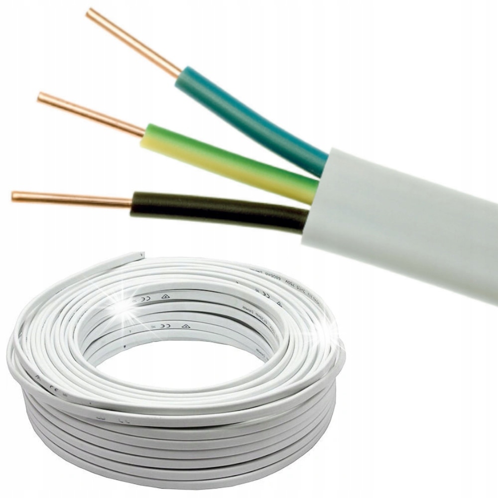 Cabluri electrice YDYp, 3x1.5 mm, alb, lungime 9m - eMAG.ro
