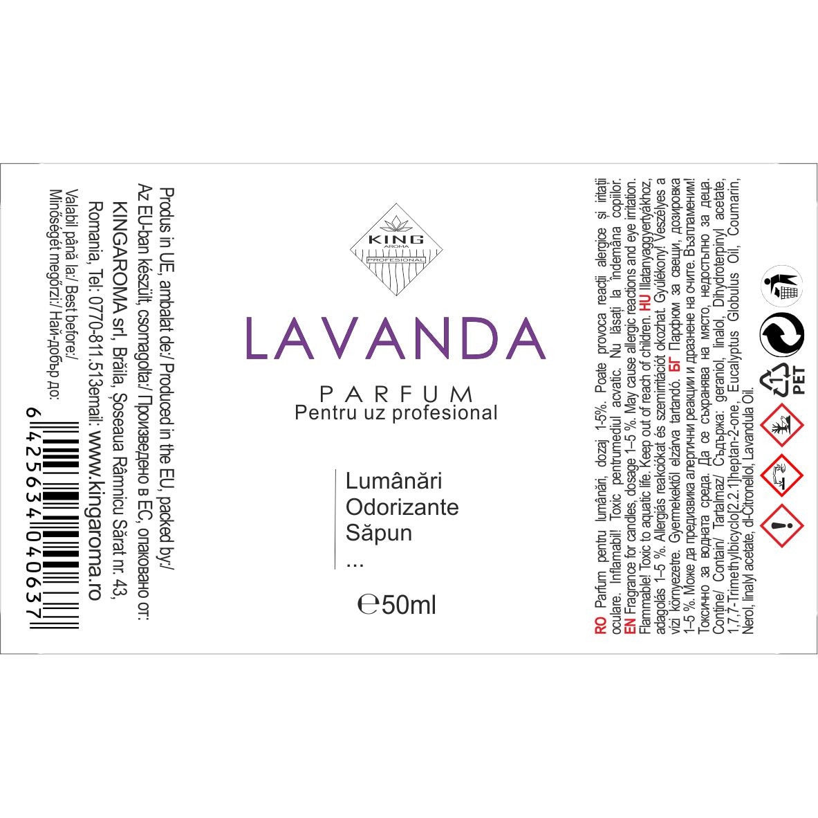 Parfum pentru lumanari, KING Aroma® LAVANDA, uz profesional, 50 ml ...