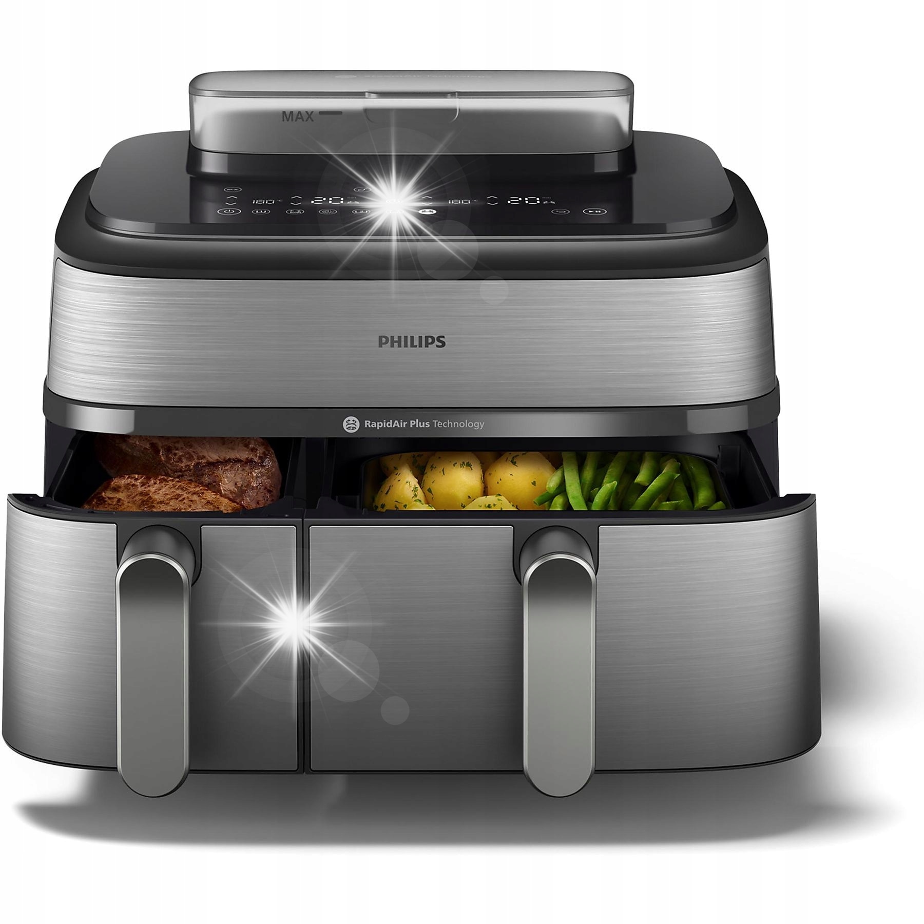 Friteuza Philips Airfryer 5000 NA555/00, 2 cosuri 6L si 3L, tehnologie ...