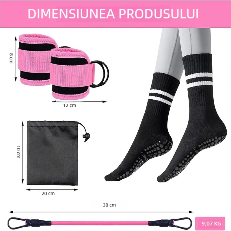 Set 3 benzi elastice gradiente + 1 pereche mansete glezne roz cu ...